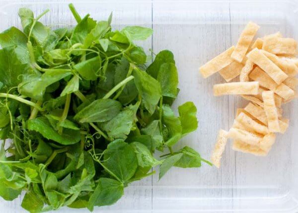 Snow Pea Leaves Warm Salad (Nibitashi) - RecipeTin Japan