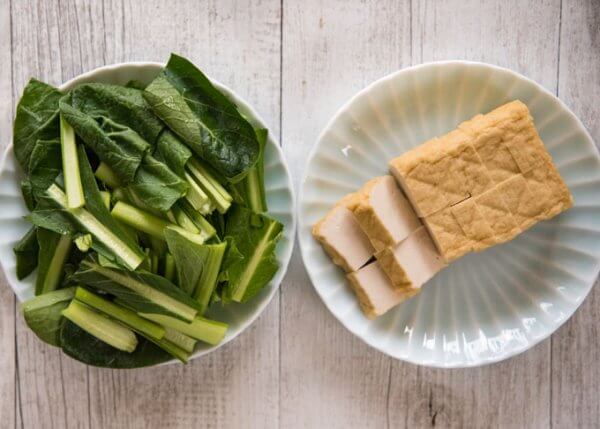 Stir-fried Choy Sum with Deep Fried Thick Tofu - RecipeTin Japan
