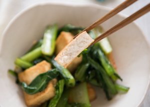 Stir-fried Choy Sum with Deep Fried Thick Tofu - RecipeTin Japan