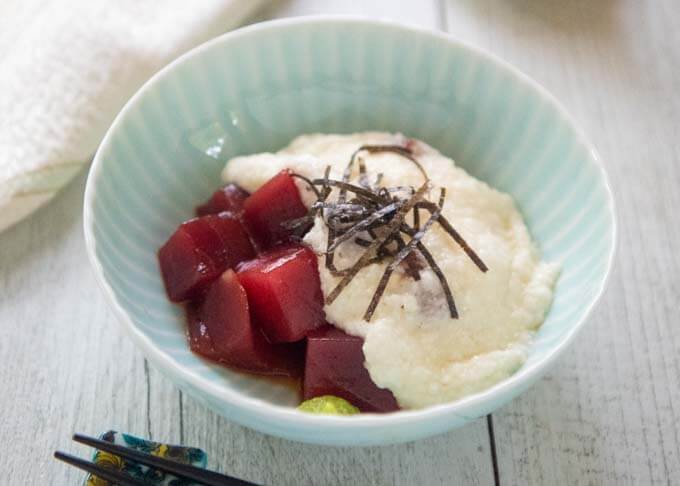 Grated_Mountain_Yam_on_Tuna_7783 - RecipeTin Japan